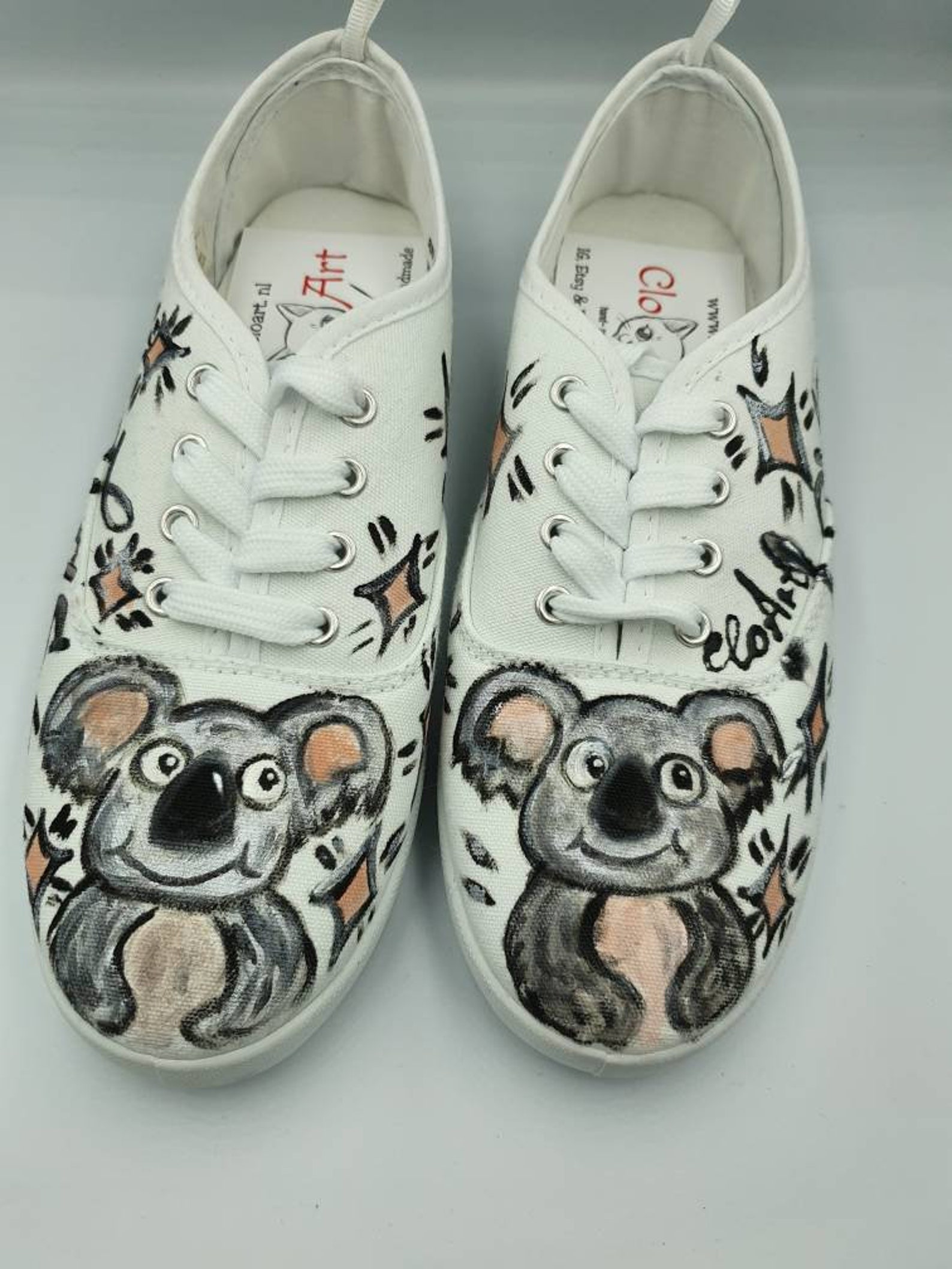 Koalas Sneakers, Love Koalas Gift, Save Koalas Tie Sneakers, Painted ...