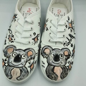 Koalas Sneakers, Love Koalas Gift, Save Koalas Tie Sneakers, Painted ...