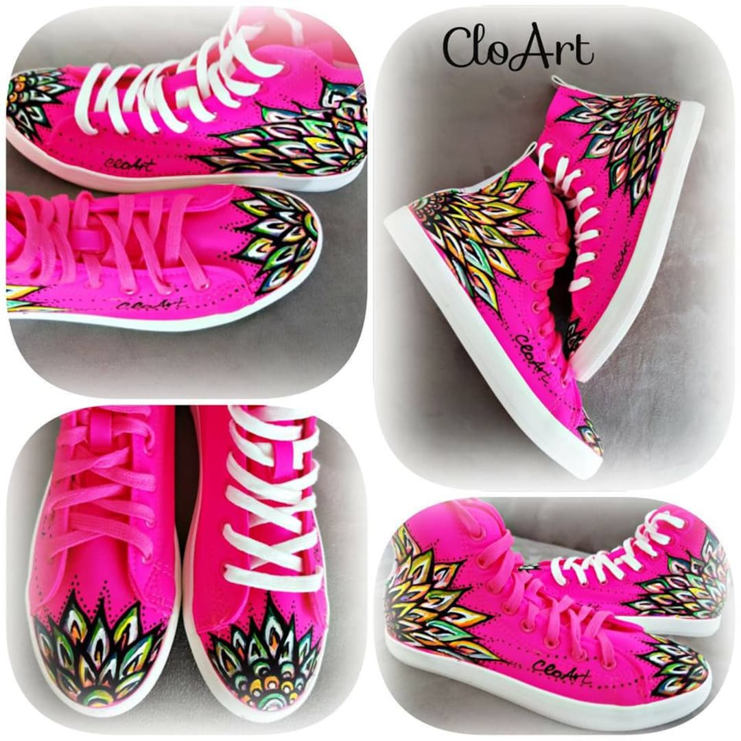 Colorful Sneakers, Hand Painted Sneakers, Shoes, Neon Mandalas ...