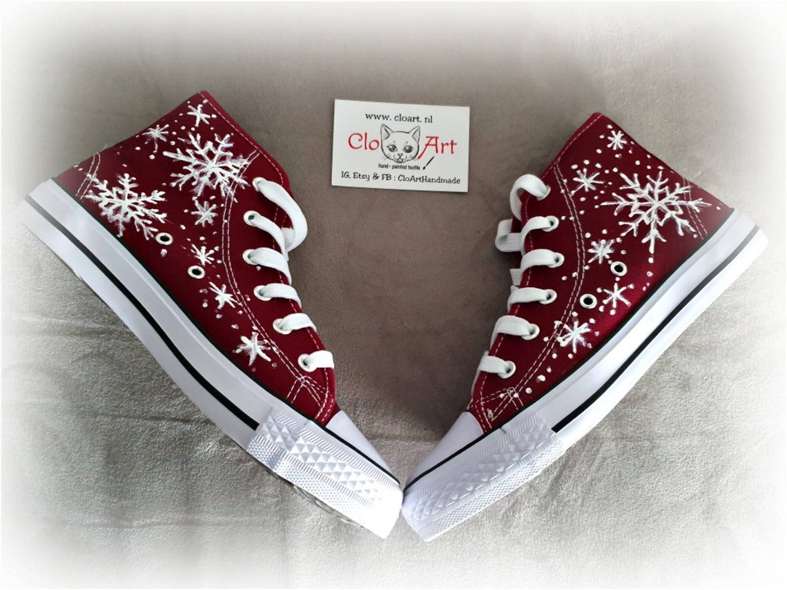 Painted Christmas Hi Tops Painted Snowman Sneakers Christmas - Etsy