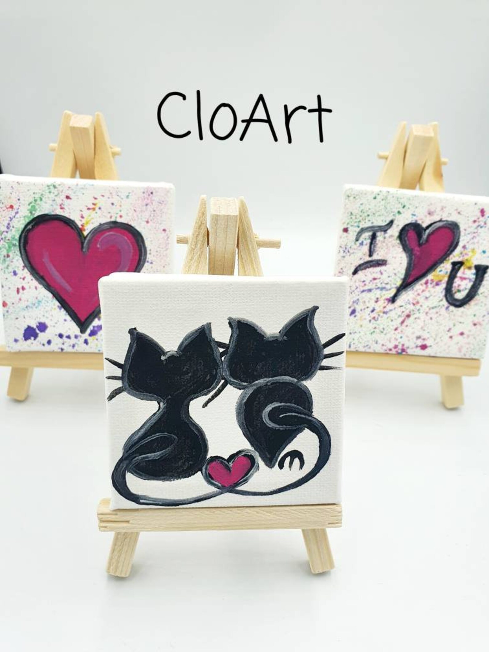 Mini Paintings With Cats Small Canvas With Cats Cars Lovers - Etsy