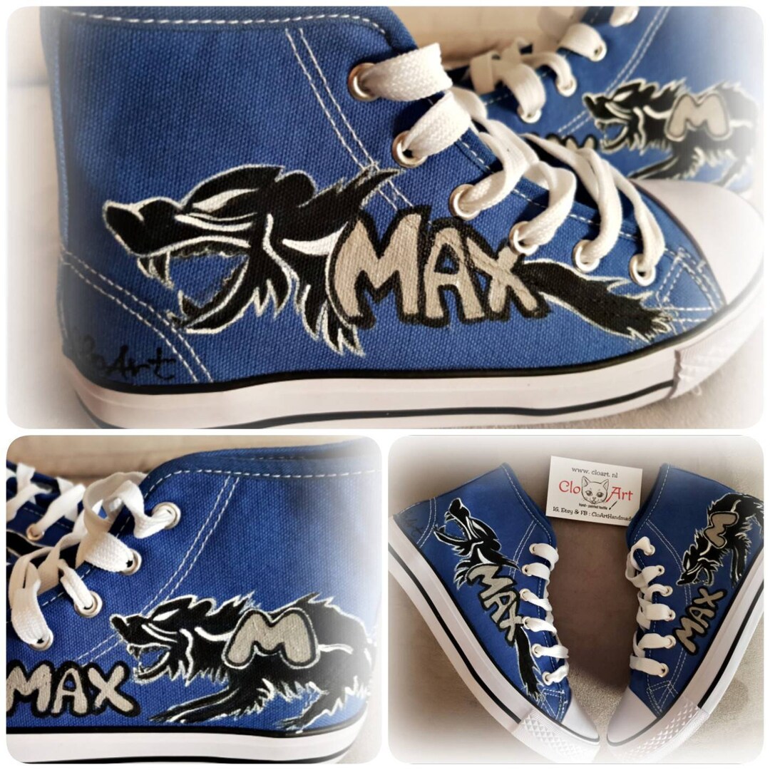 Painted Wolf Sneakers Customized Shoes Personalized Gift - Etsy