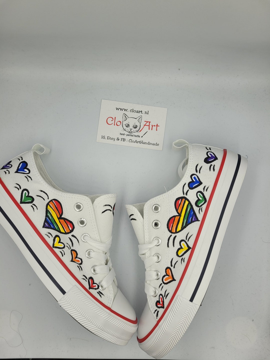 LGBT Custom Sneakers, LGBT Custom Gift, Primer Shoes, Colorful Hearts ...
