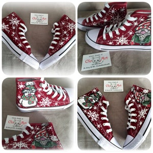 Painted Christmas Hi Tops, Painted Snowman Sneakers, Christmas ...