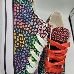 Colorful Painted Sneakers, Stylish Tie Sneakers, Rainbow Shoes, Art ...