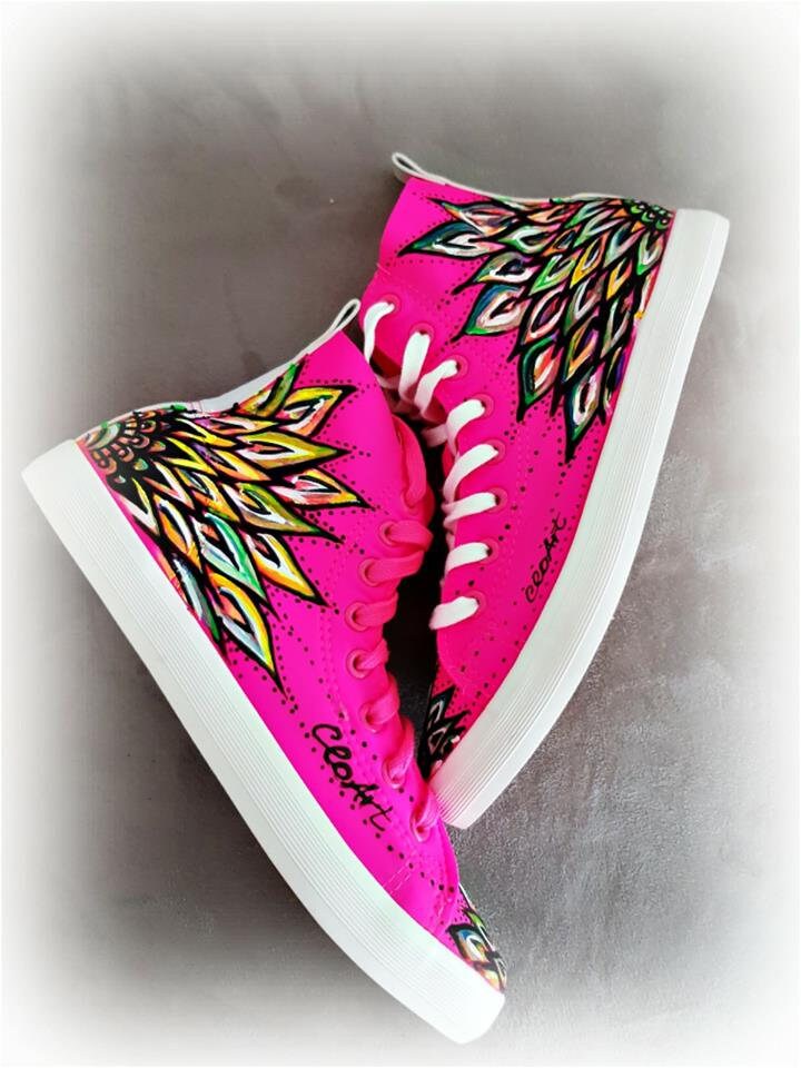 Colorful Sneakers Hand Painted Sneakers Shoes Neon - Etsy