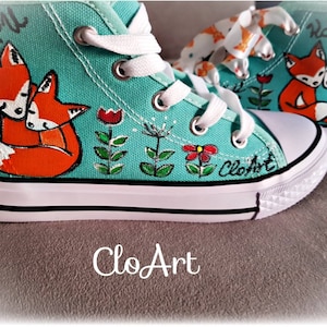 Painted Fox Sneakers Sweet Fox Fox Shoes Painted Shoes With Fox ...
