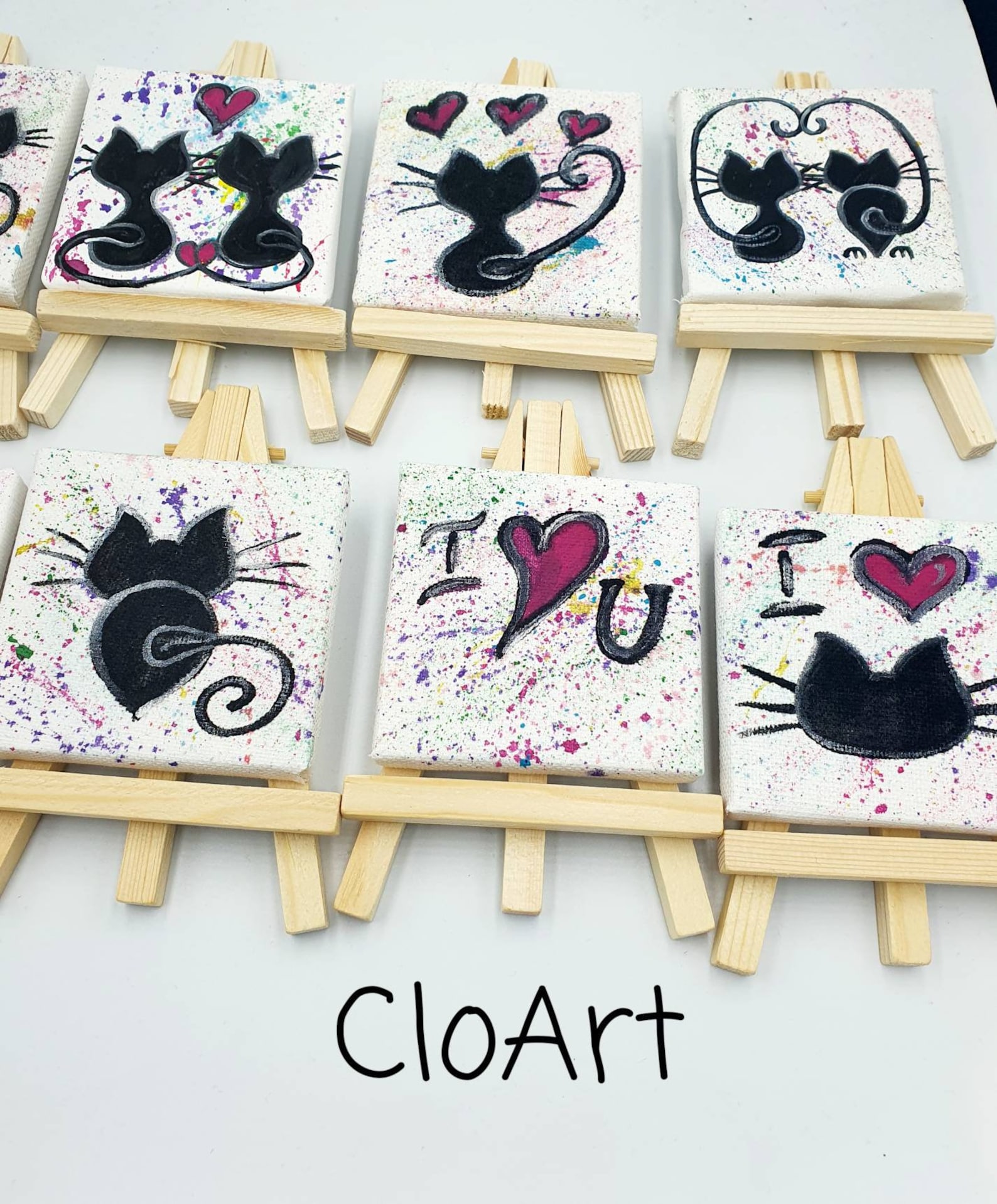 Mini paintings with cats Small canvas with cats Cars lovers | Etsy