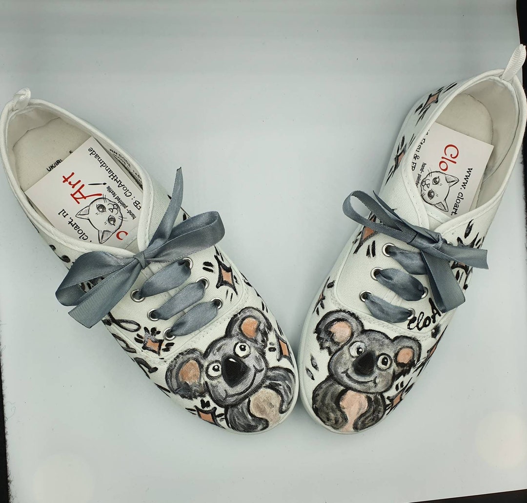 Koalas Sneakers, Love Koalas Gift, Save Koalas Tie Sneakers, Painted ...