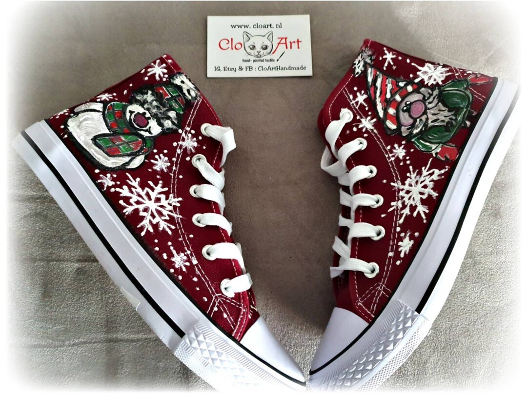 Painted Christmas Hi Tops, Painted Snowman Sneakers, Christmas ...