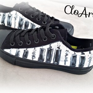 Painted Music Tie Sneakers, Piano Sneakers, Black and White Piano Shoes ...