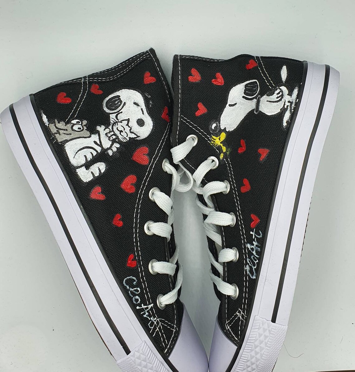 Snoopy Painted Hi Tops Snoopy Shoes Customised Snoopy Black - Etsy