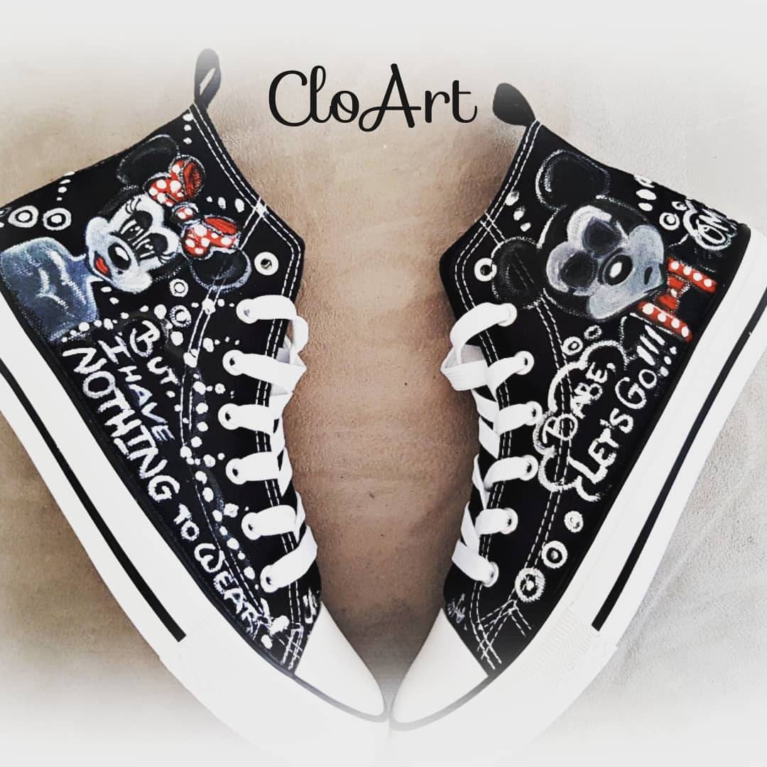 Hand-painted Minnie & Mickey Mouse Sneakers, Custom Art Shoes - Etsy