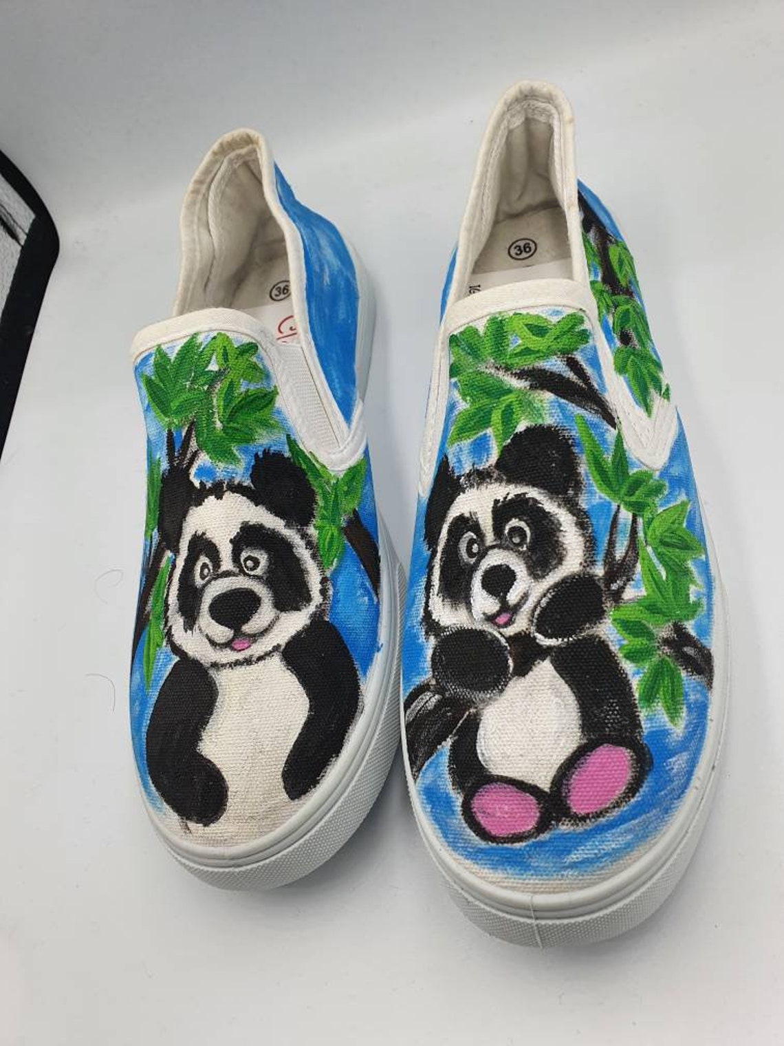 Hand Painted Panda Slip Ons Cute Panda Sneakers Love Panda | Etsy