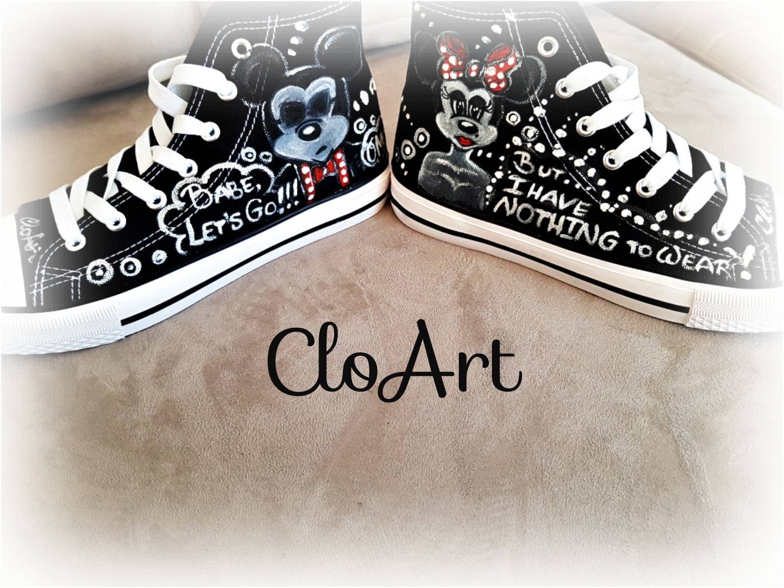 Hand-painted Minnie & Mickey Mouse Sneakers, Custom Art Shoes - Etsy
