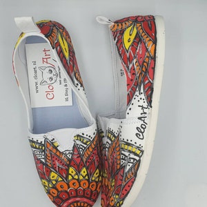 Hand Painted Red Mandalas Slip On, Painted Mandalas Shoes, Women ...