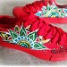 Mandala Painted Red Tie Sneakers, Colorful Mandalas Shoes, Red Tie ...