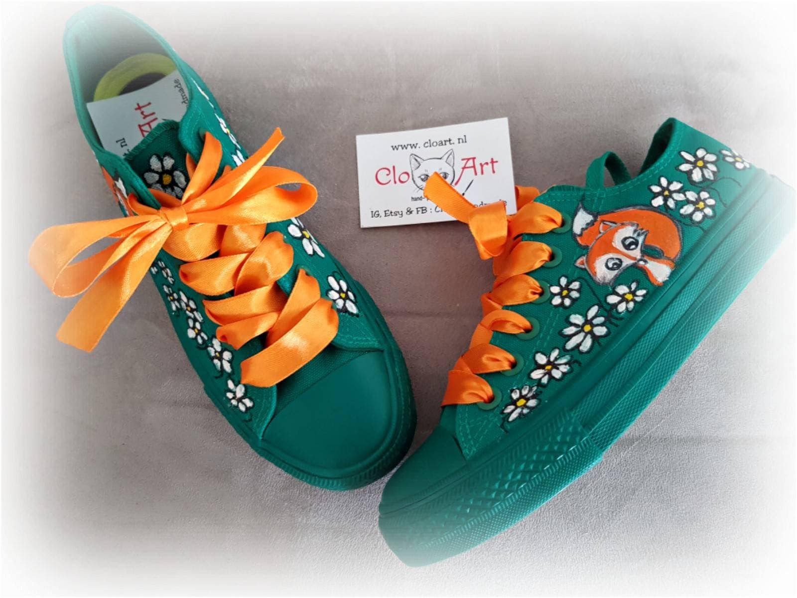 Painted Fox Sneakers Sweet Fox Shoes Love Fox Gift Foxy - Etsy