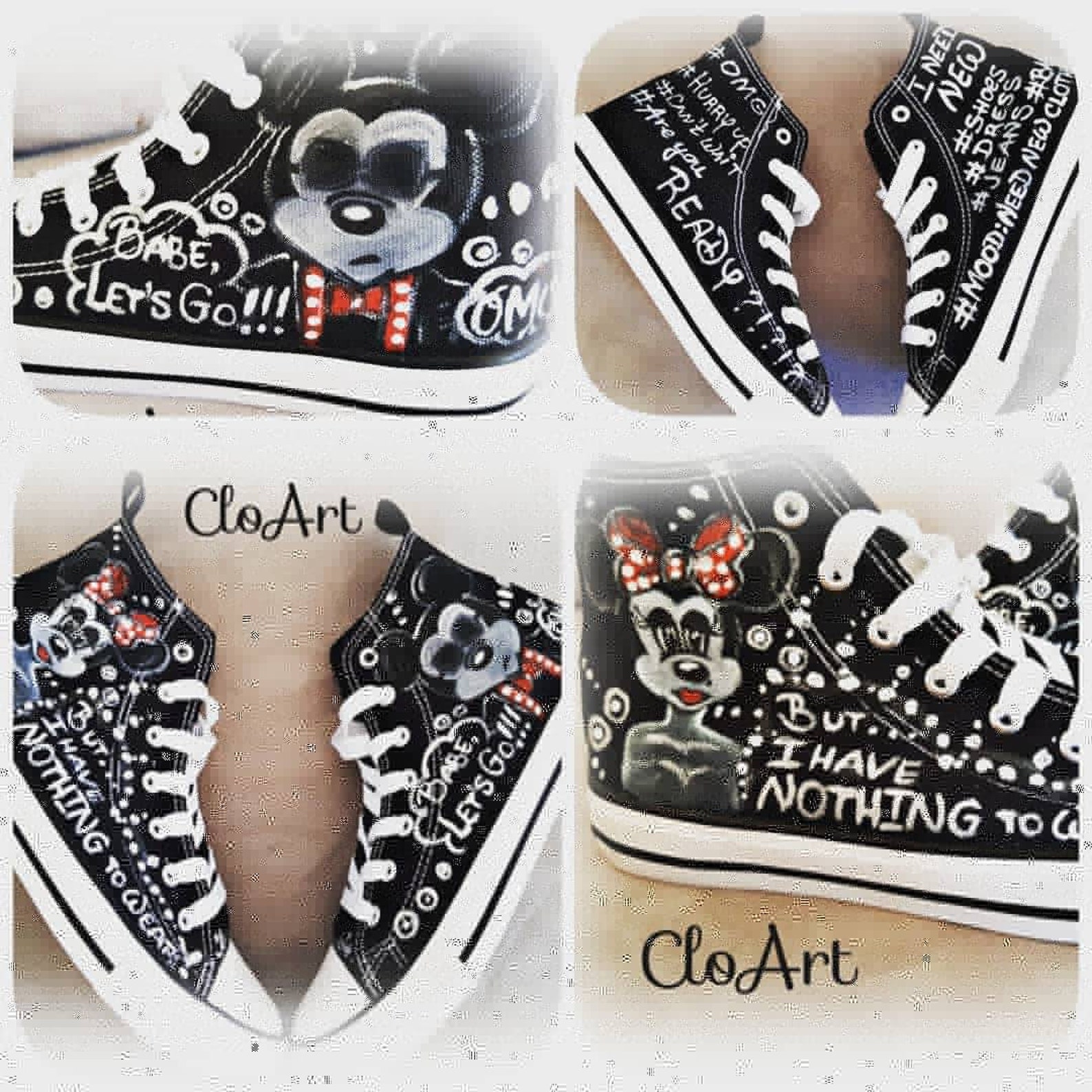 Hand-painted Minnie & Mickey Mouse Sneakers, Custom Art Shoes - Etsy