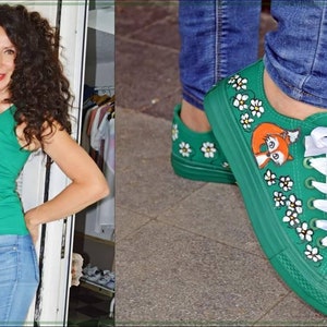Painted Fox Sneakers, Sweet Fox Shoes, Love Fox Gift, Foxy Sneakers ...
