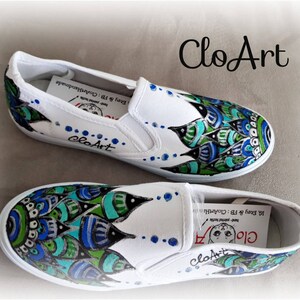 Mandalas Painted Sneakers, Painted Mandalas Set, Painted Green Mandala ...