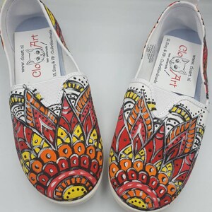 Hand Painted Red Mandalas Slip On, Painted Mandalas Shoes, Women ...