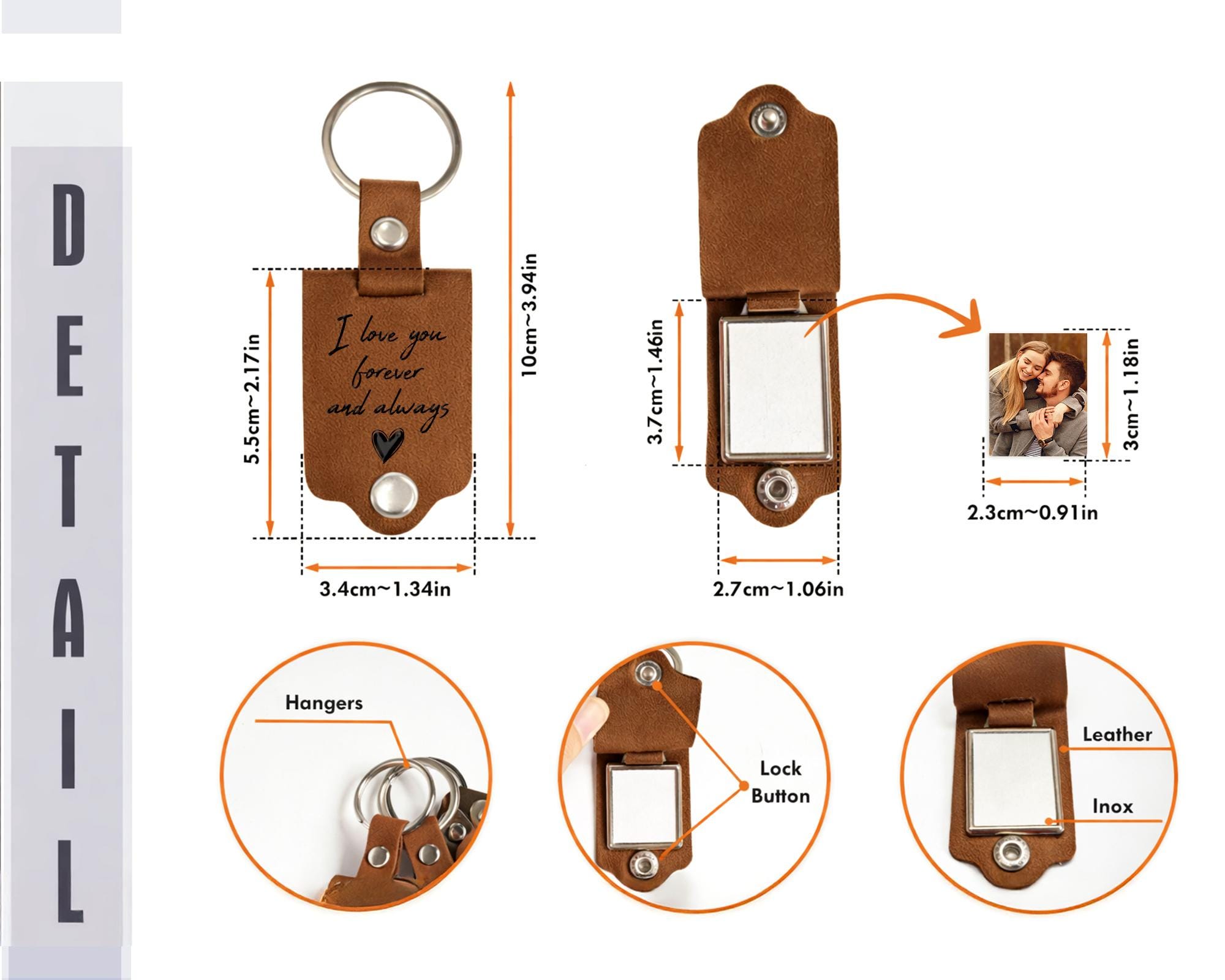 Personalized Leather Photo Keychains Gifts for Him, Gift for Boyfriend ...