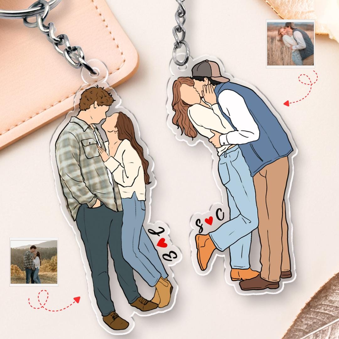 Personalized Photo Couple Keychain Gift for Him, Valentine Gifts for ...