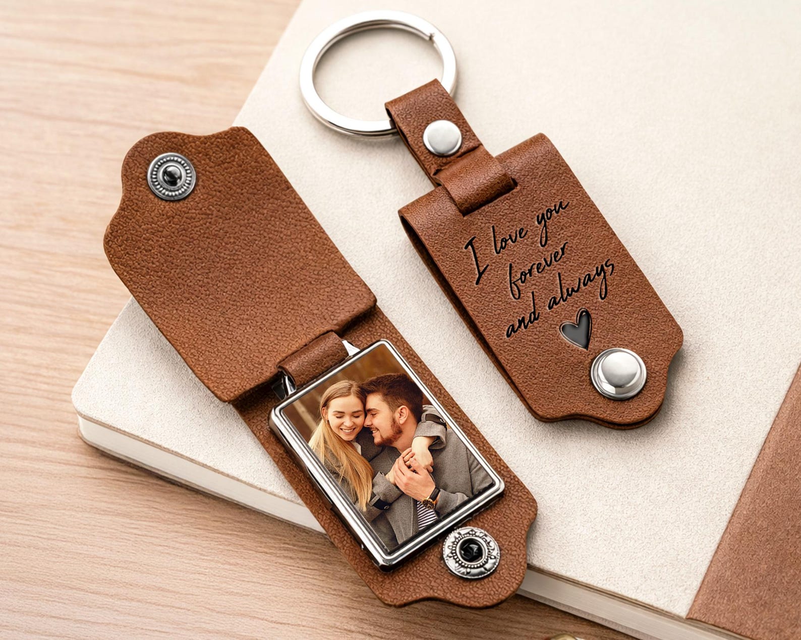 Personalized Leather Photo Keychains Gifts for Him, Gift for Boyfriend ...