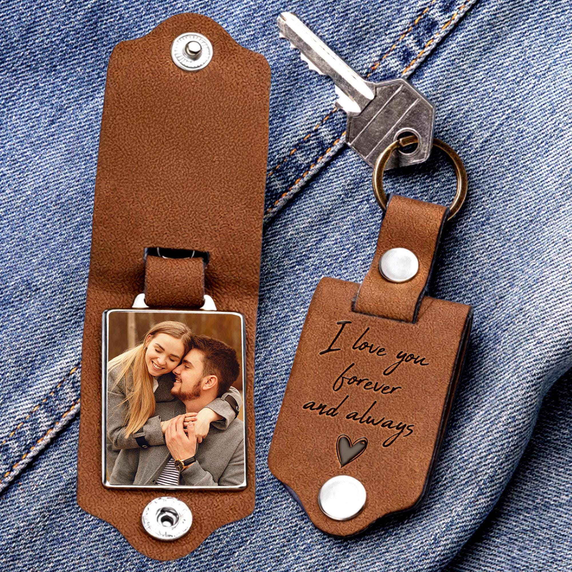 Personalized Leather Photo Keychains Gifts for Him, Gift for Boyfriend ...