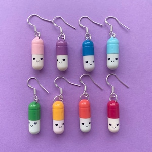 Happy Pill Earrings Pill Earring Stud Pharmacist Earrings - Etsy