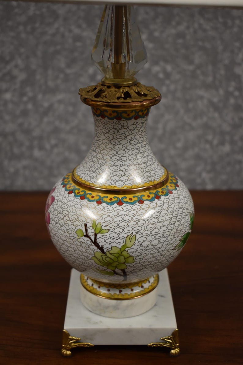 VINTAGE CLOISONNE VASE Lamp Vase Circa 1960 All New Parts Marble Base ...