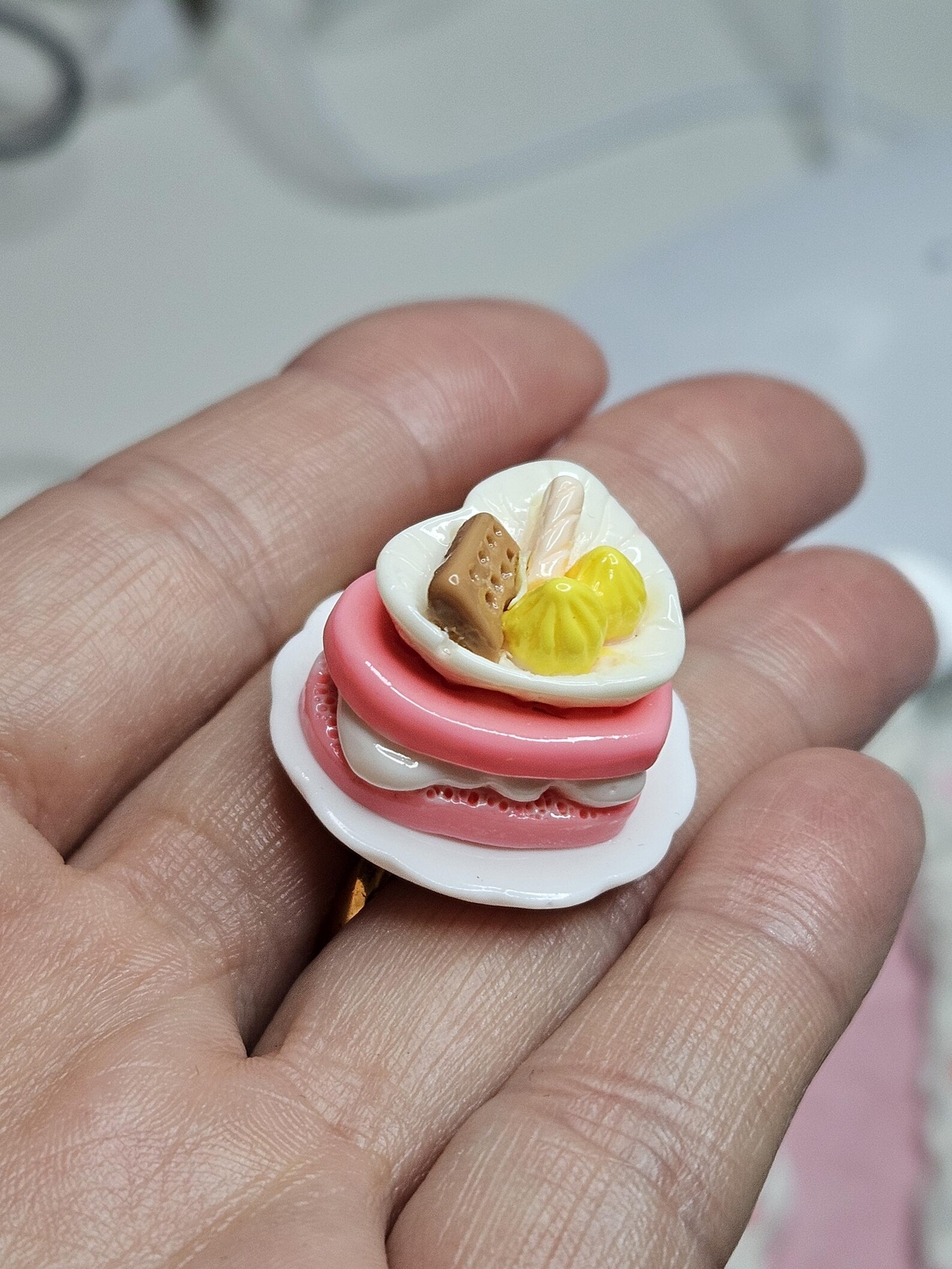 Pink Heart Cake Ring Kawaii Mini Cakes Miniature Food Rings Stocking ...