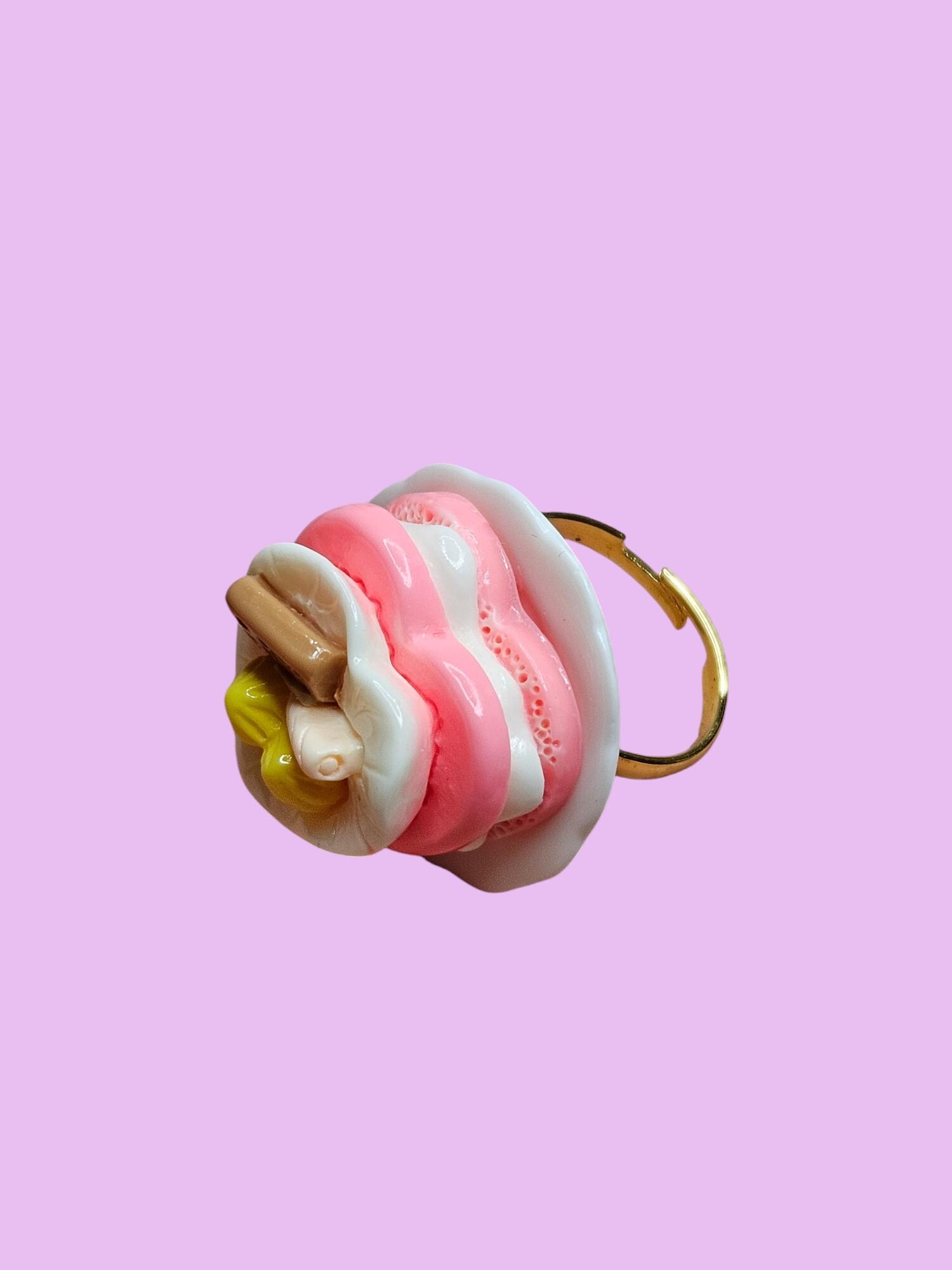 Pink Heart Cake Ring Kawaii Mini Cakes Miniature Food Rings Stocking ...