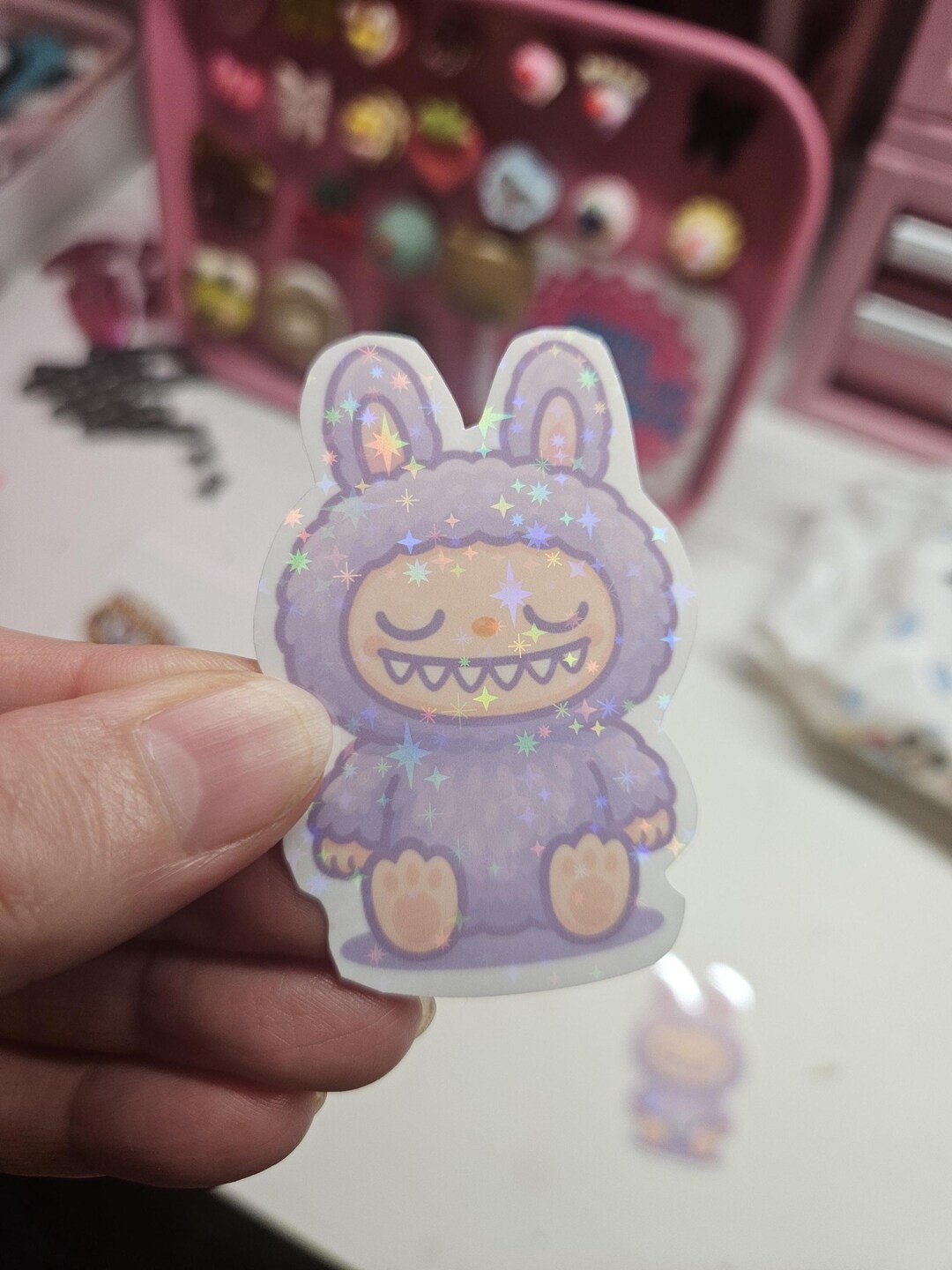 Labubu Sticker the Monsters Stickers Have a Seat Lavender Sparkle ...