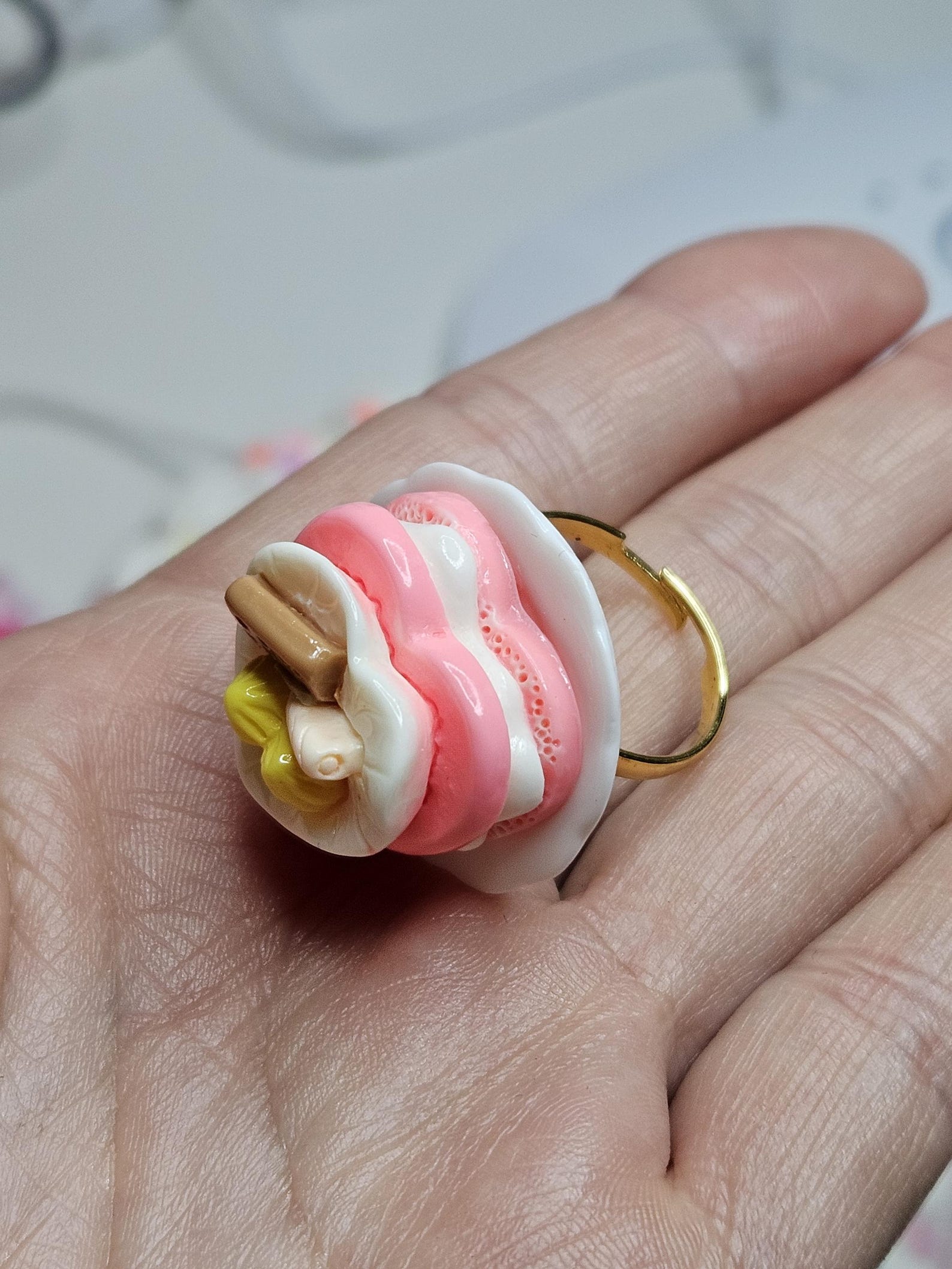 Pink Heart Cake Ring Kawaii Mini Cakes Miniature Food Rings Stocking ...