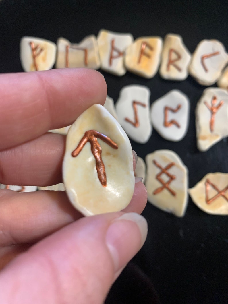 Copper Elder Futhark Rune Set on Large Shell Pieces. Sensory - Etsy