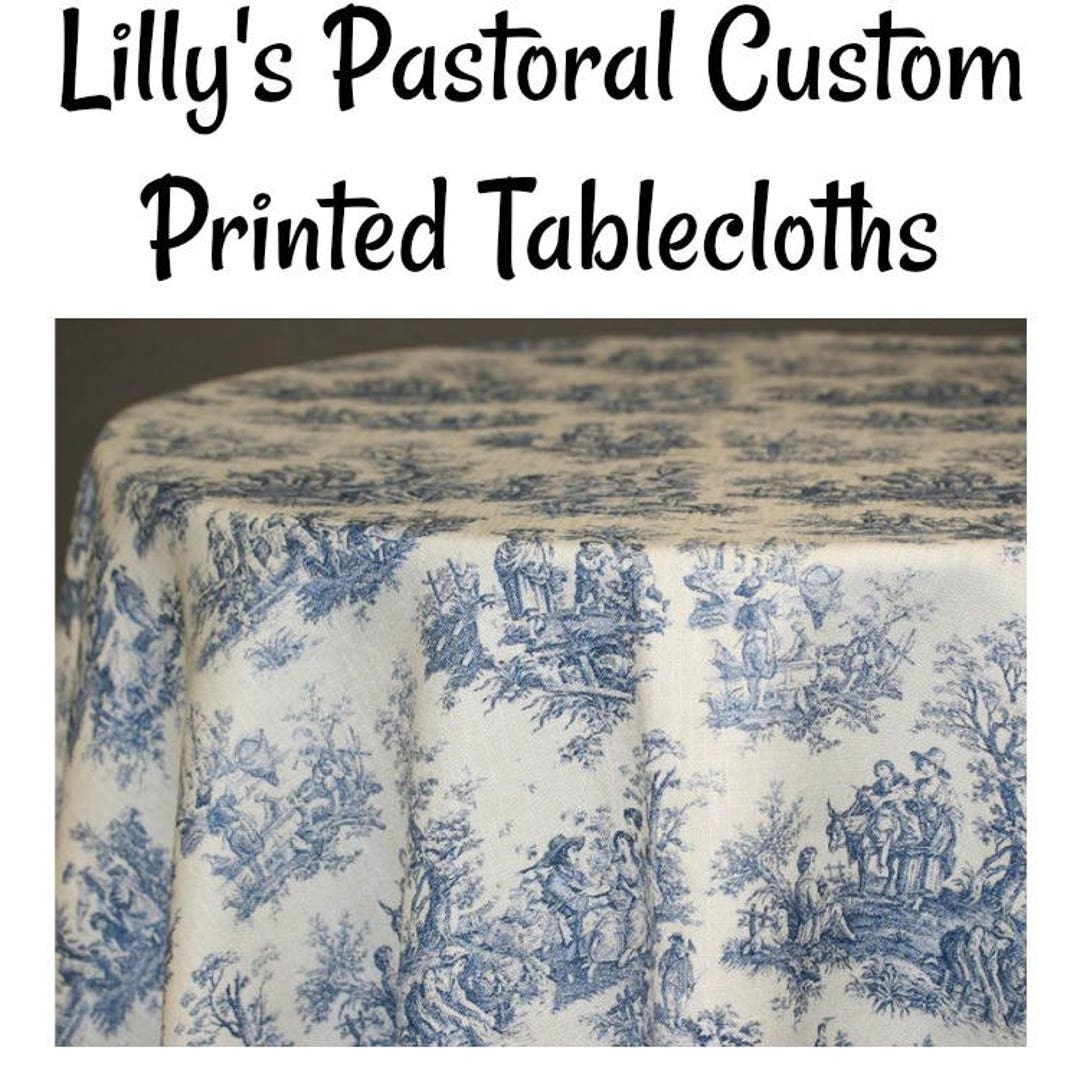 Lilly's Pastoral Toile Custom Printed Toile Tablecloth - Etsy