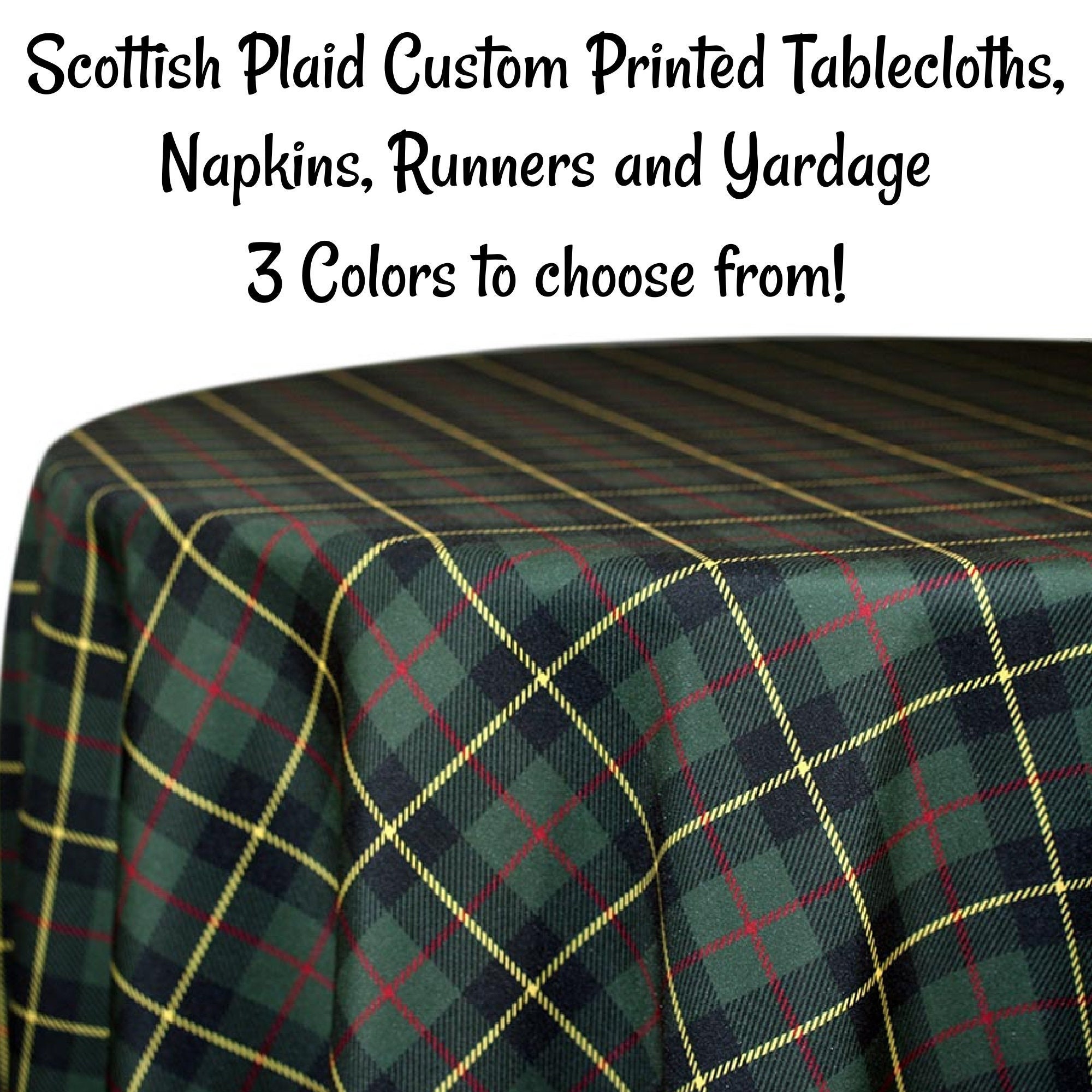 Custom Printed Scottish Plaid Tablecloths, Napkins, Table Runners, and ...