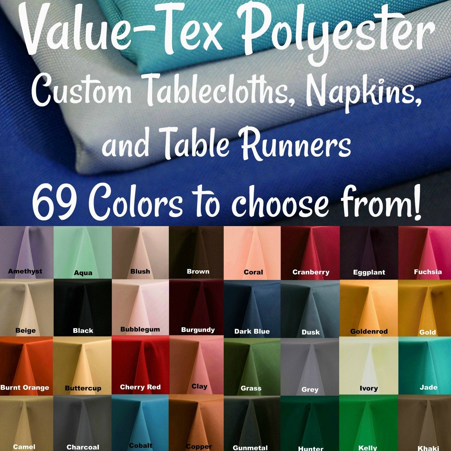 Swatch Card Only Value-tex Polyester Tablecloth Polyester Table Runner ...