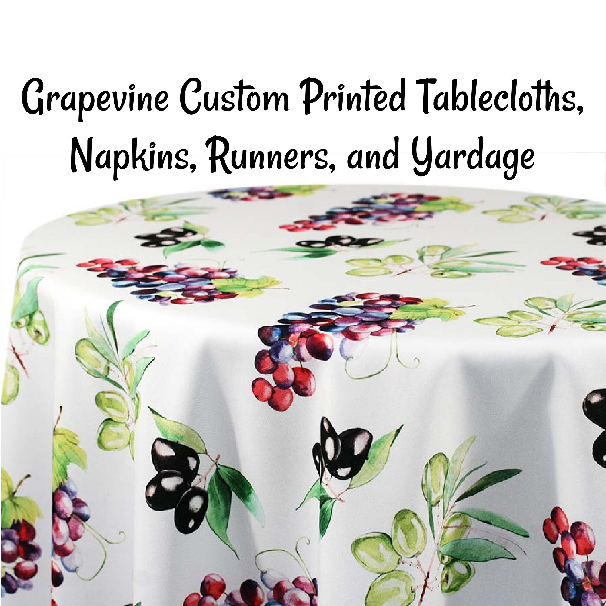 Grapevine Print Custom Printed Grape Vine Tablecloths, Napkins, Table ...