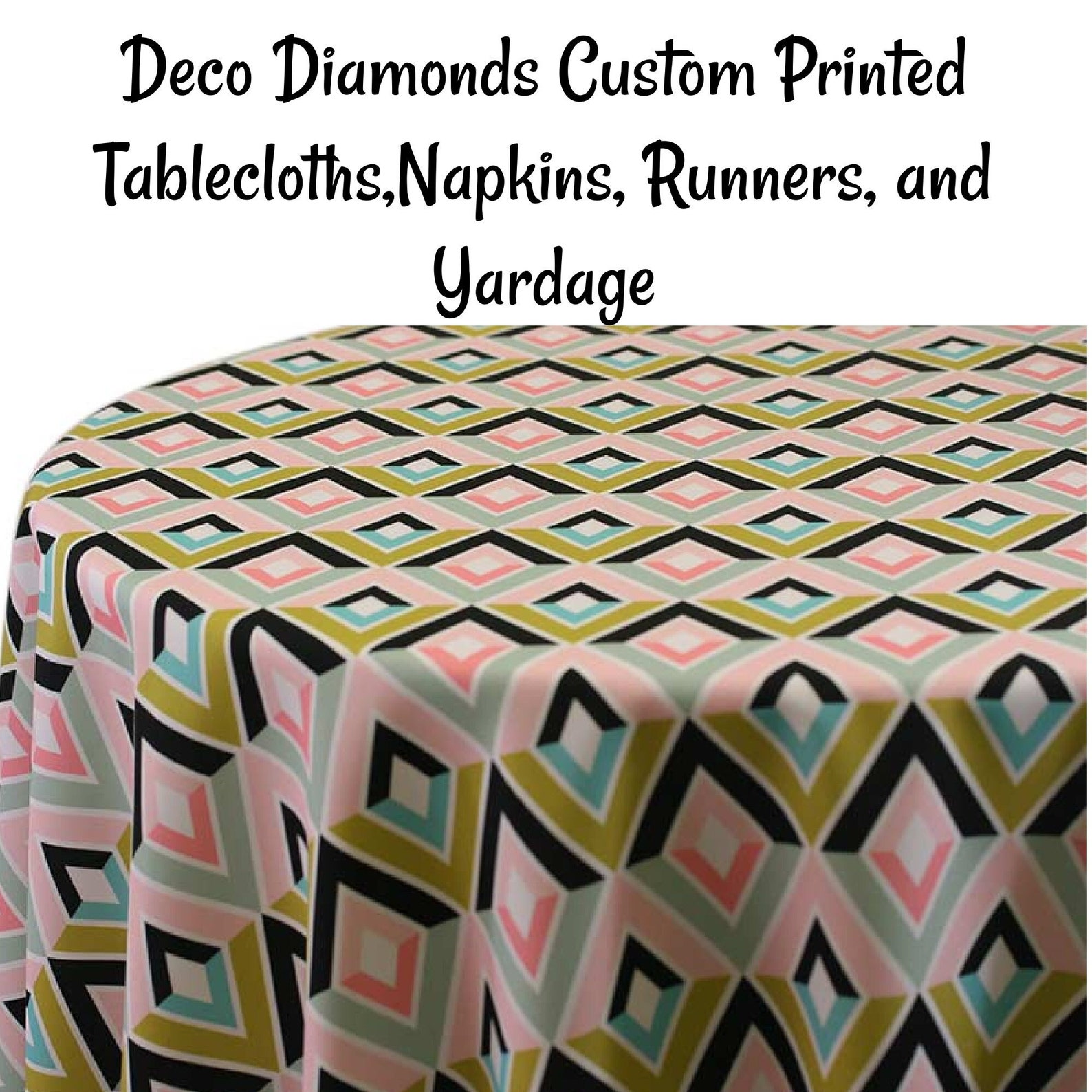 Deco Diamonds Print Custom Printed Art Deco Tablecloths, Napkins, Table ...