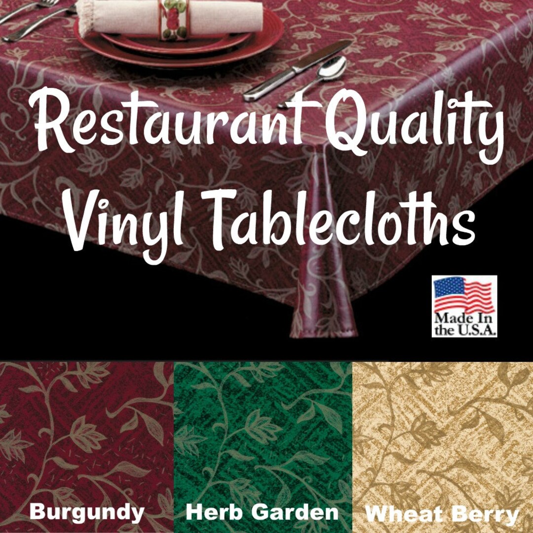 Vinyl Tablecloths - 9824 Commercial Grade Vinyl Tablecloth - Restaurant ...