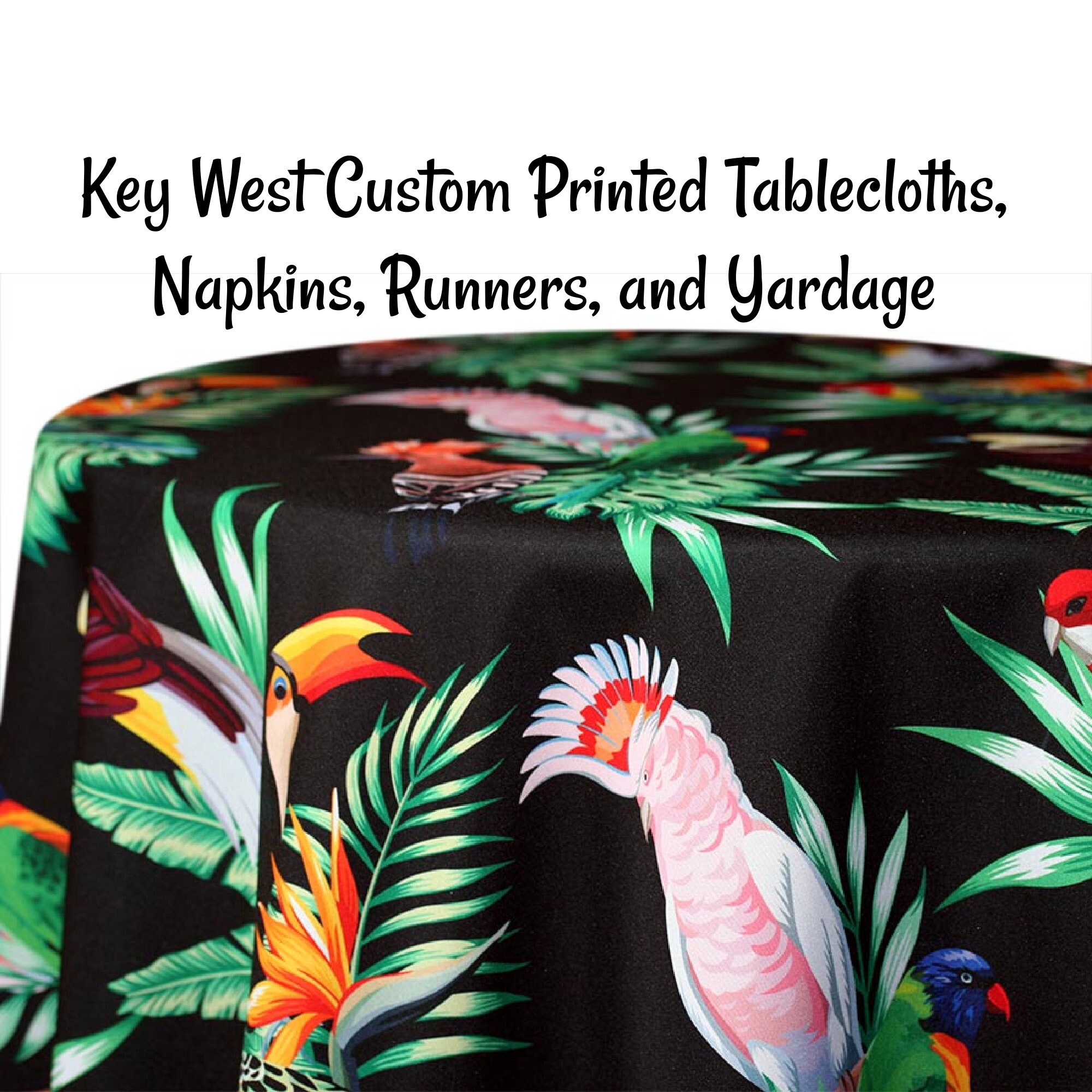 Key West Print Custom Printed Tropical Tablecloths, Napkins, Table ...