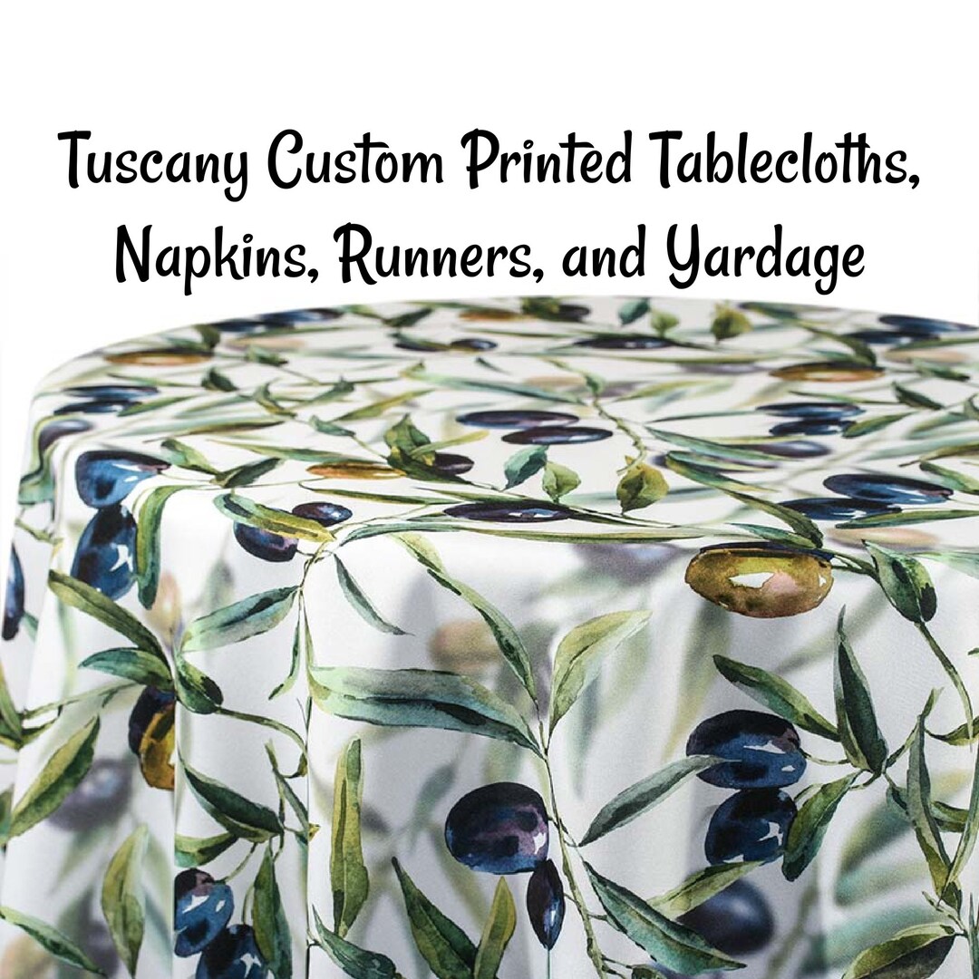 Tuscany Print, Custom Printed Olive Tablecloths, Olive Printed ...