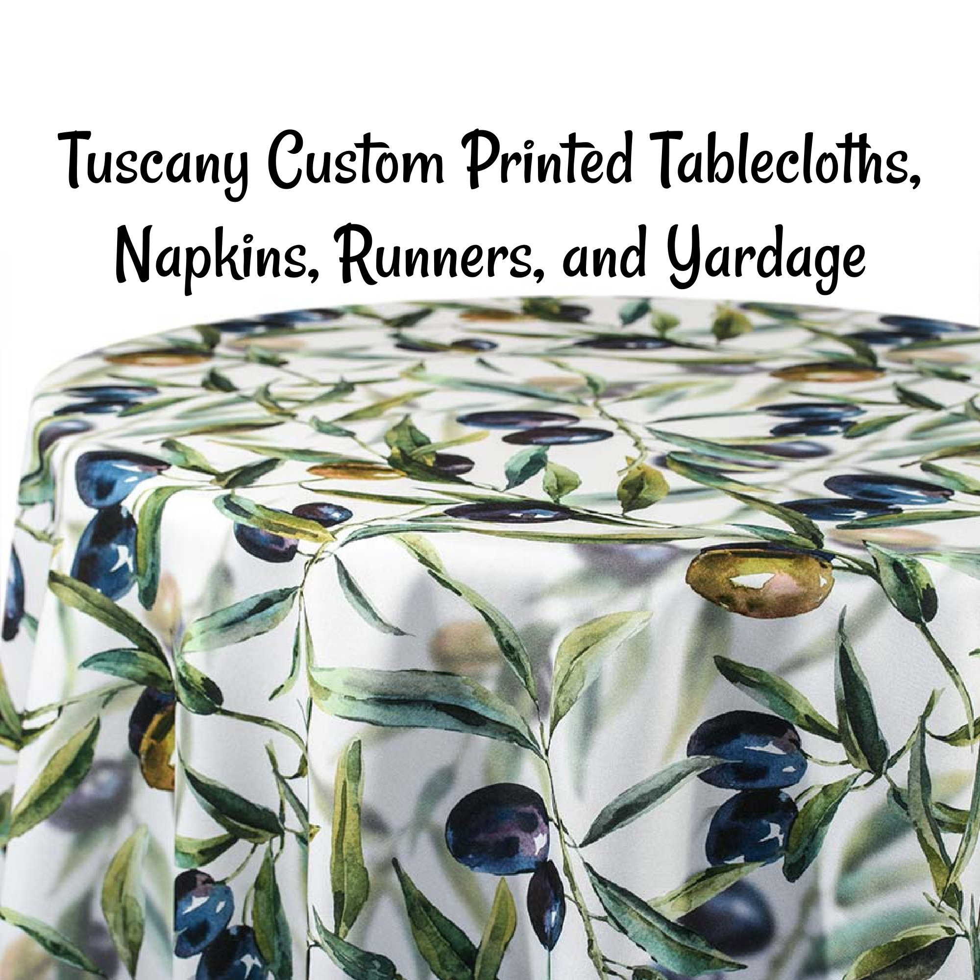 Tuscany Print, Custom Printed Olive Tablecloths, Olive Printed ...