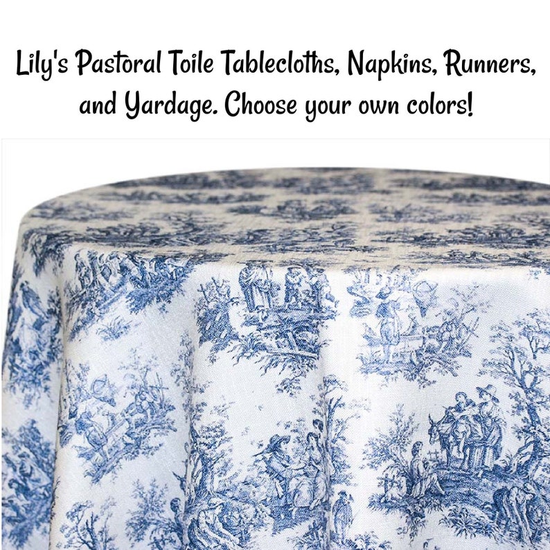 Lilly's Pastoral Toile Custom Printed Toile Tablecloth - Etsy