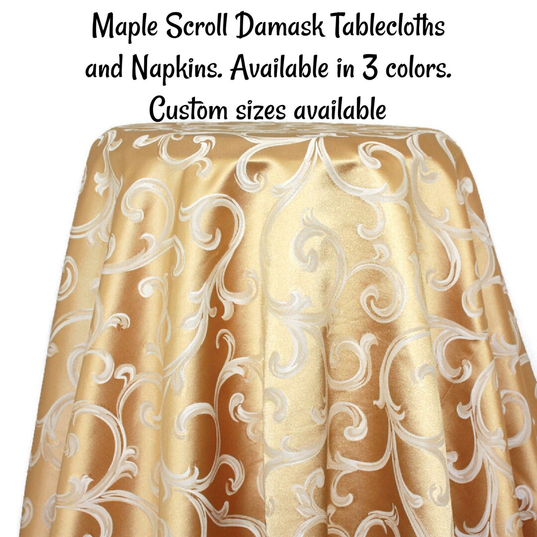 Maple Scroll Damask Tablecloths, and Napkins - Damask Tablecloth ...