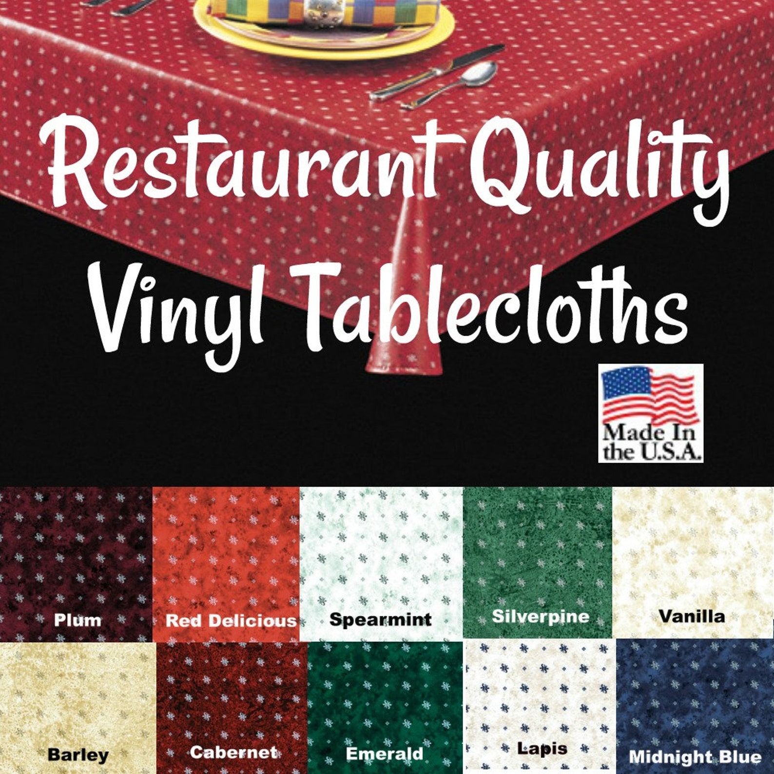 Vinyl Tablecloths 9814 Commercial Grade Vinyl Tablecloth Restaurant ...