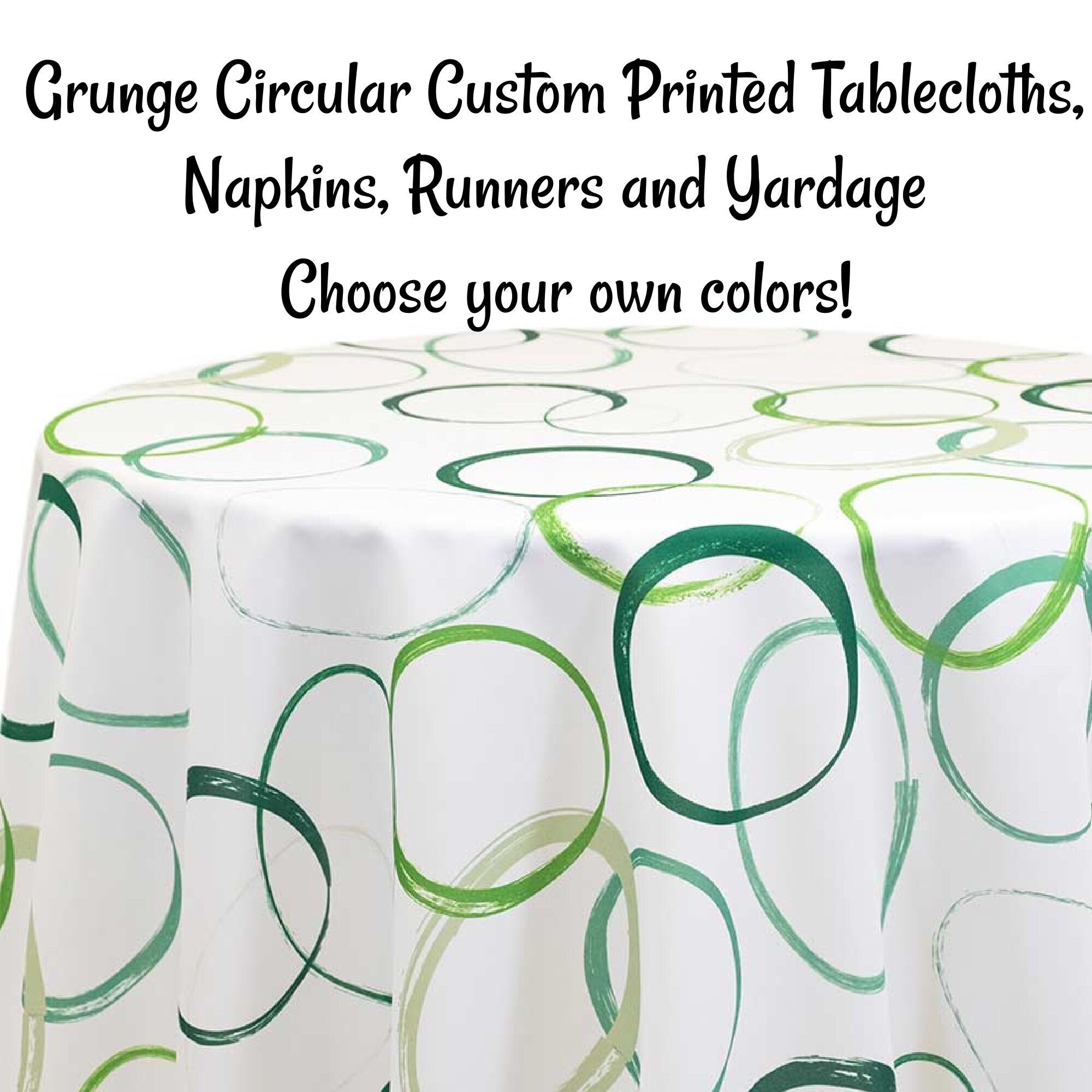 Grunge Circular Custom Printed Circular Print Tablecloths, Napkins ...